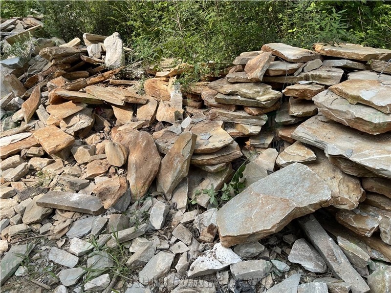 Yellow Basalt Flagstone Paver, Walkway - StoneContact.com