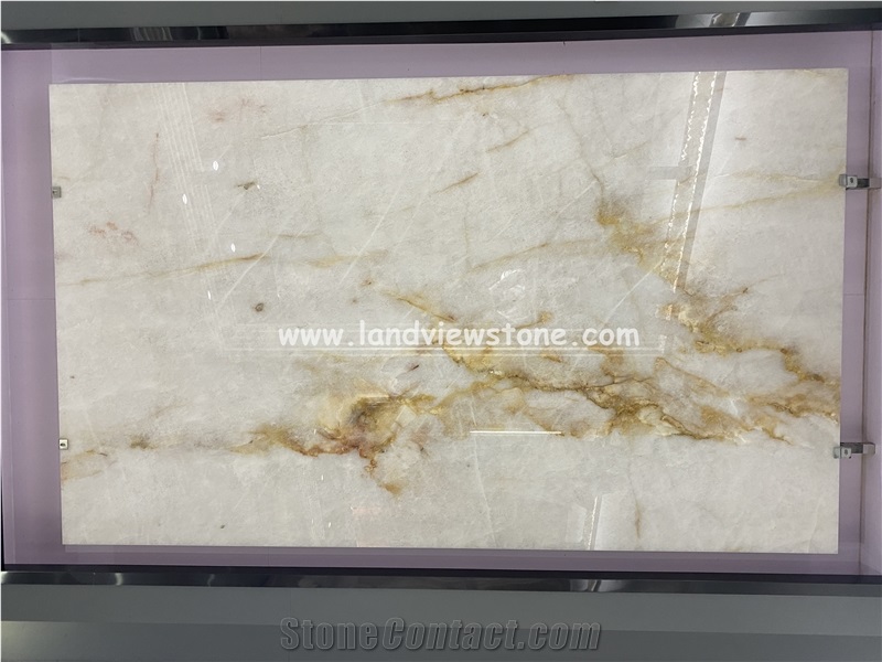 Backlit White Crystal Quartzite Slabs For Wall from China ...