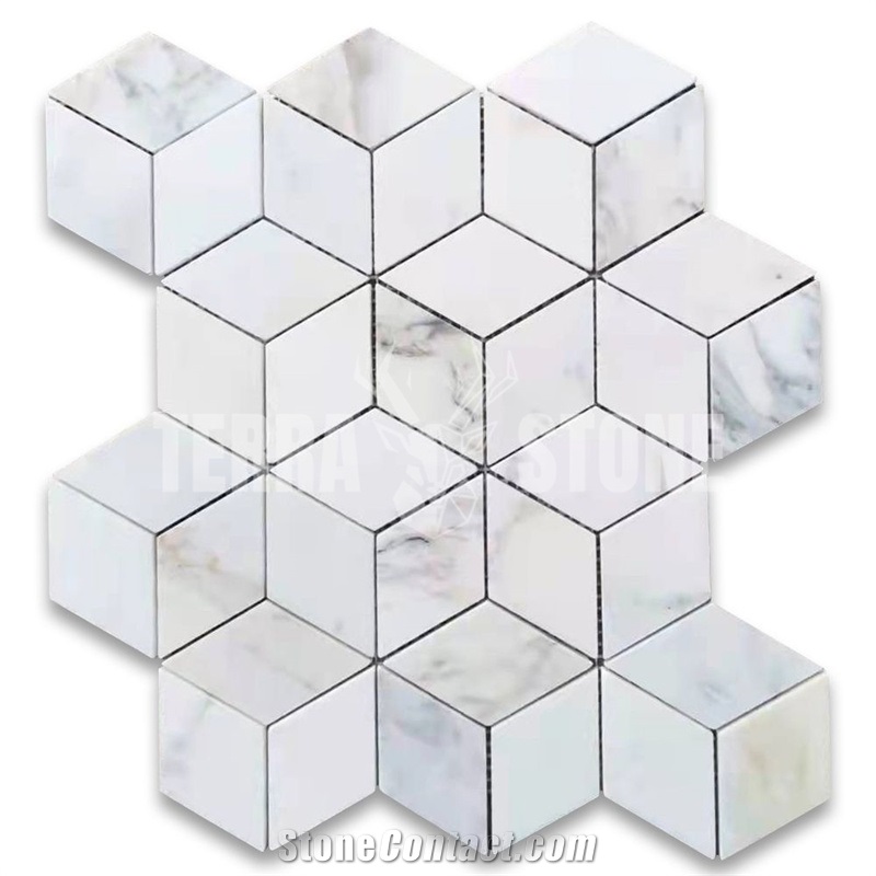 Calacatta Gold Marble Rhombus Diamond Hexagon Mosaic Tile from China ...