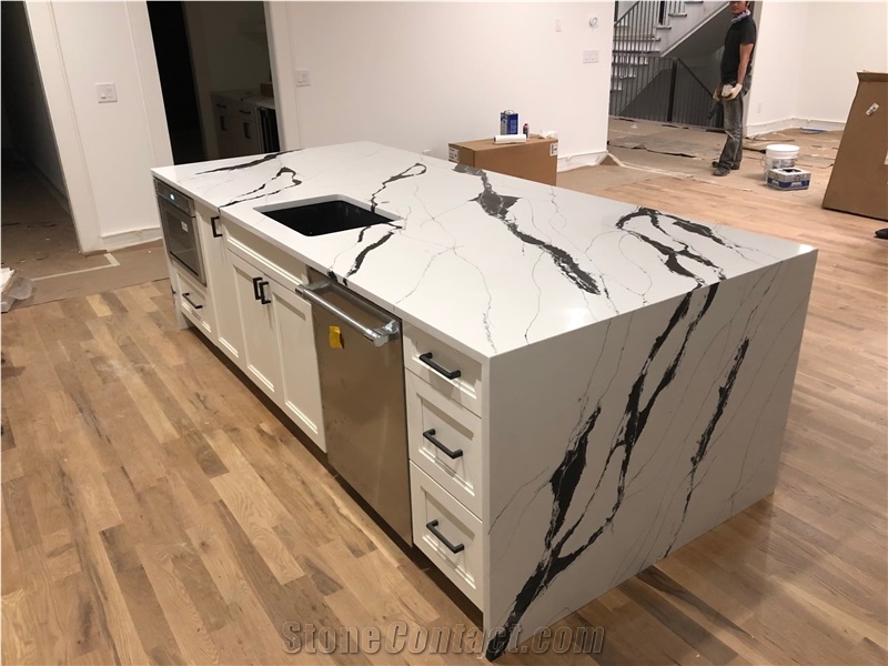 Artificial Stone Calacatta Prada Quartz Slabs And Tiles from China ...