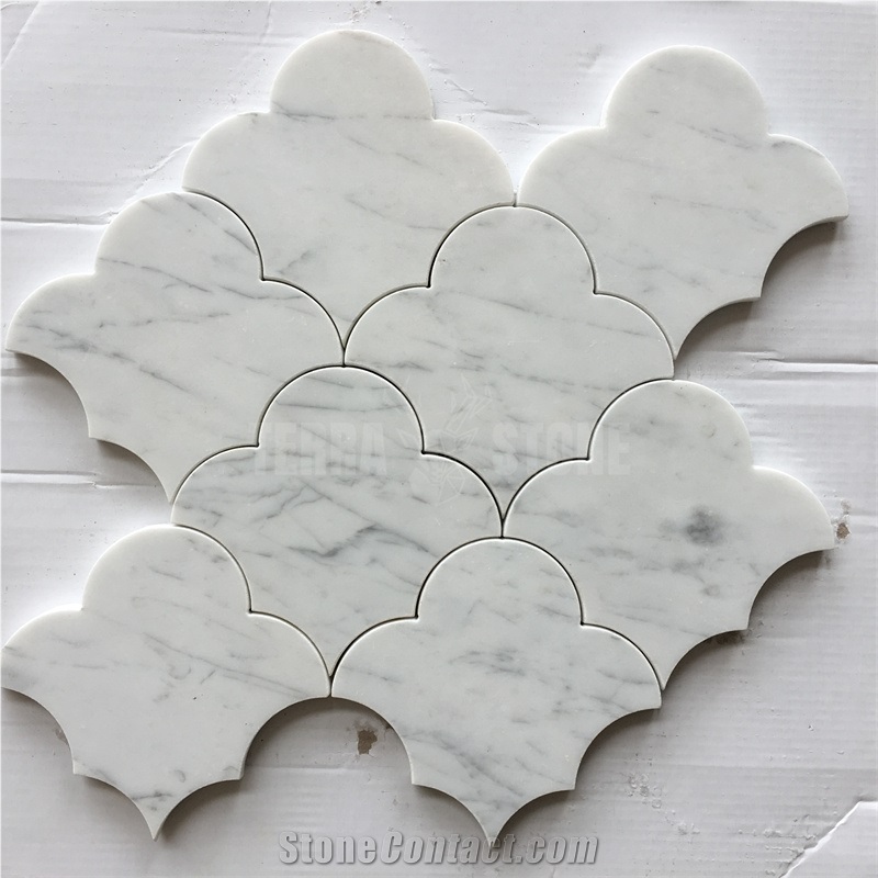 Waterjet Mosaic Cloud Shape White And Blue Marble Wall Tiles from China ...