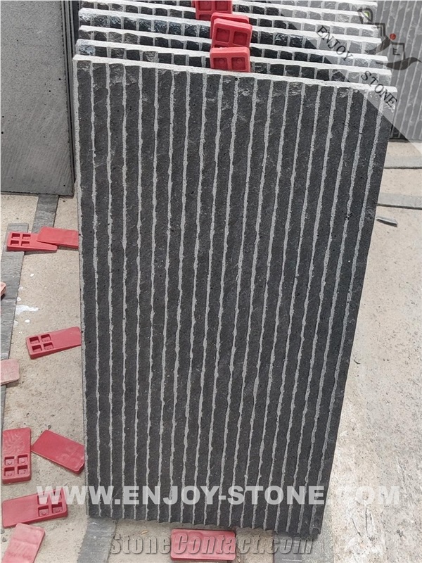 China Black Basalt Tiles Half-Planed For Wall Cladding Tiles from China - StoneContact.com
