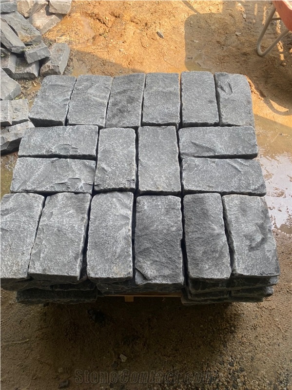 Grey Basalt Bricks Wall - Natural Stone - StoneContact.com