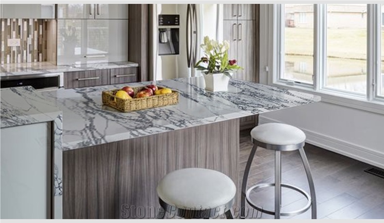 Calacatta Series 5084 Arabescato Extra Quartz Slab from China ...