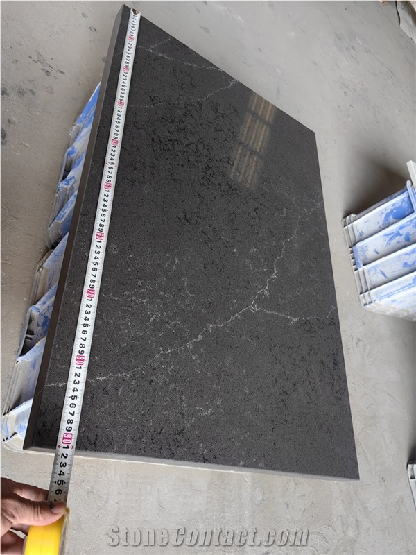 GOLDTOP 5039 Laurent Black Quartz Slabs from China - StoneContact.com