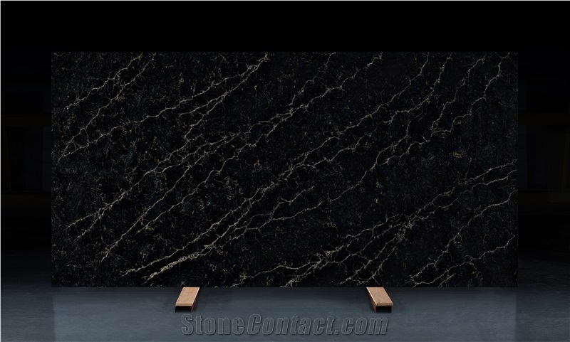 Ash Quartz - Elegant Dark Quartz Slabs With Brige Vein from China ...