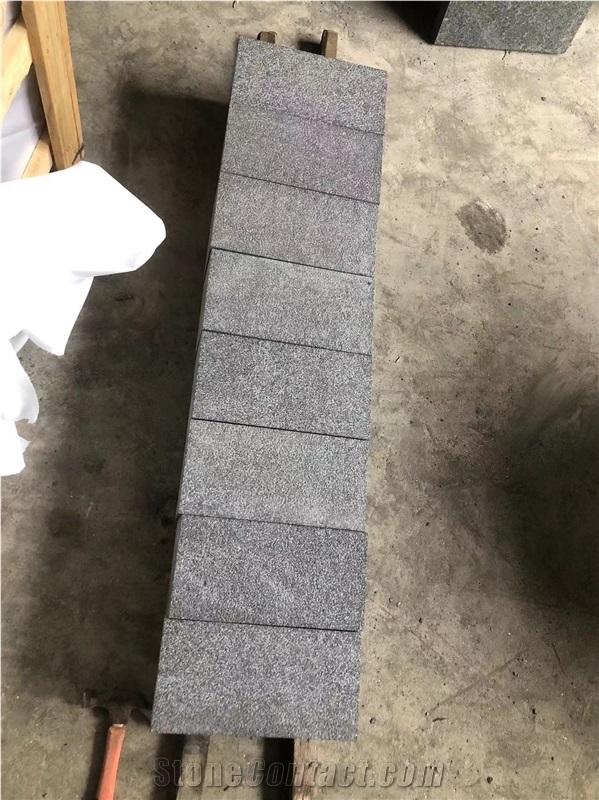 China G684 Bushhammer Black Granite Tiles from China - StoneContact.com