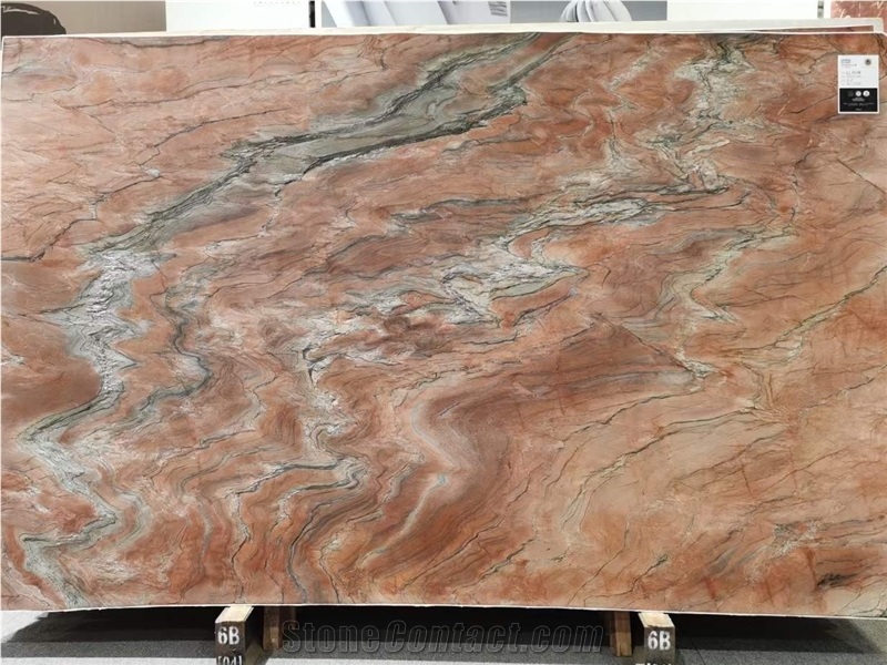 Revolution Wave Red Quartzite Slabs from China - StoneContact.com