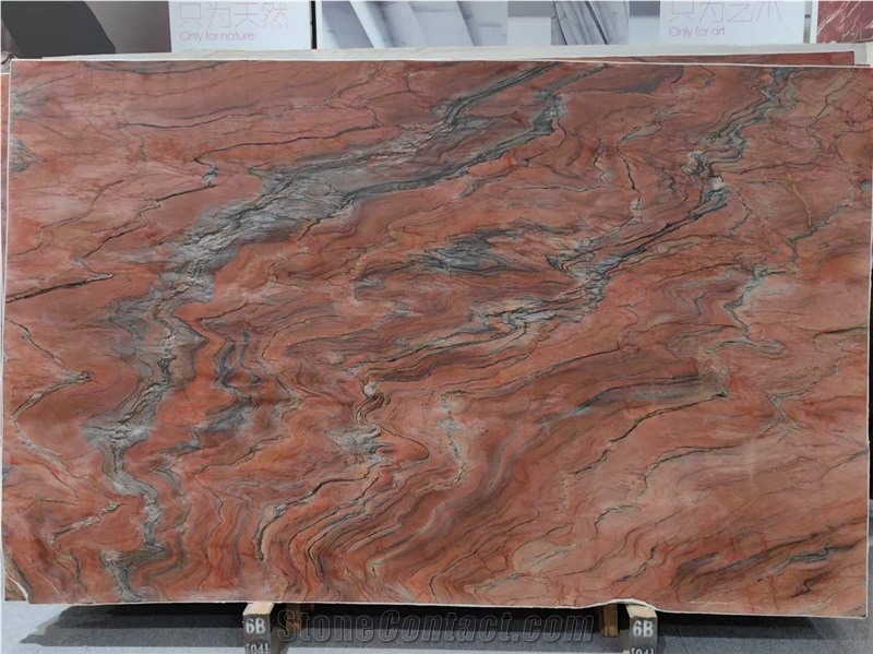 Revolution Wave Red Quartzite Slabs from China - StoneContact.com