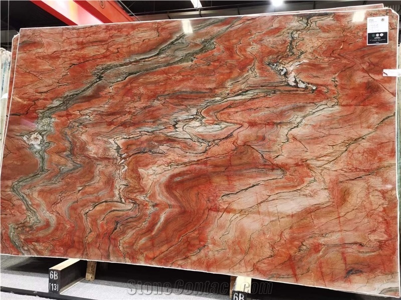 Revolution Wave Red Quartzite Slabs from China - StoneContact.com