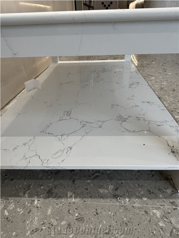 Calacatta White Engineered Marble Look Slabs from China - StoneContact.com