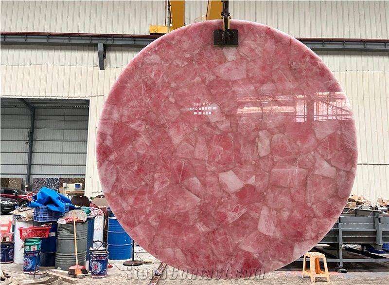 Rose Semiprecious Stone Rose Gemstone Round Table Tops from China ...