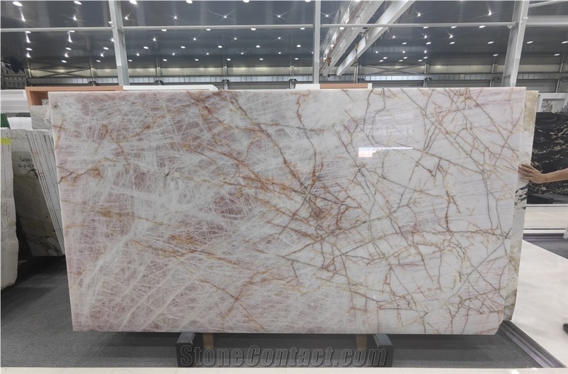 Pink Polished Cristallo Rosa Quartzite Slab For Tiles from China ...