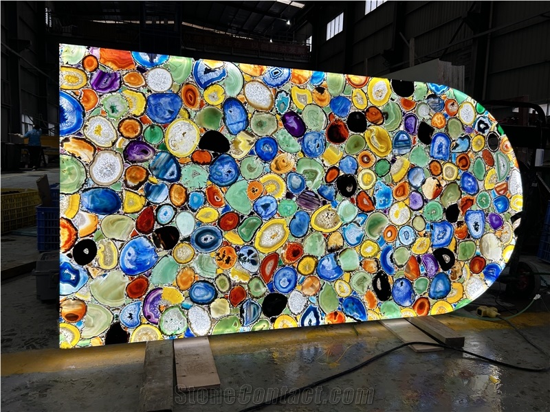 Rainbow Backlit Translucent Colorful Agate Gemstone Wall Panels from ...