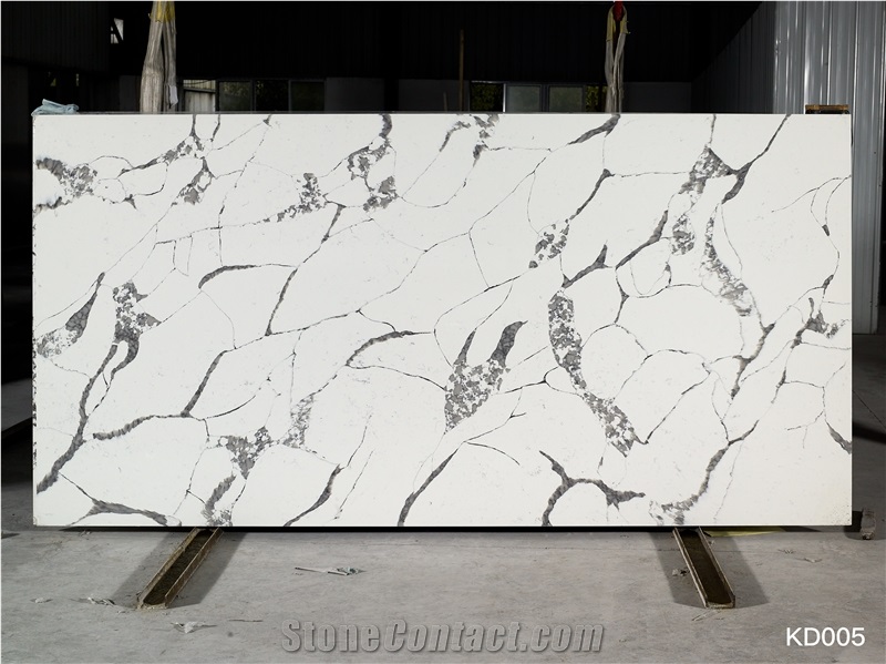 Calacatta Texture Pattern White Stone Engineering Quartz Slabs from ...