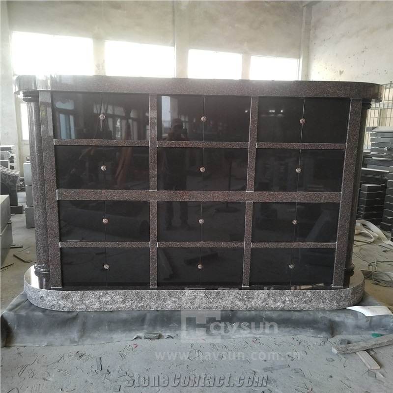 Indian Mahogany Granite Cemetry Columbarium 2 Sides 48 Niches from China - StoneContact.com