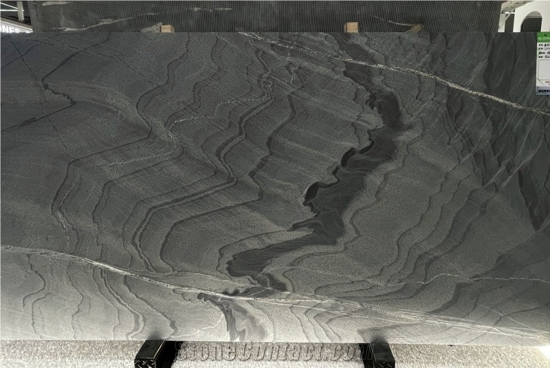 Dark Grey Quartzite With Black Veins Polished Slabs from China ...