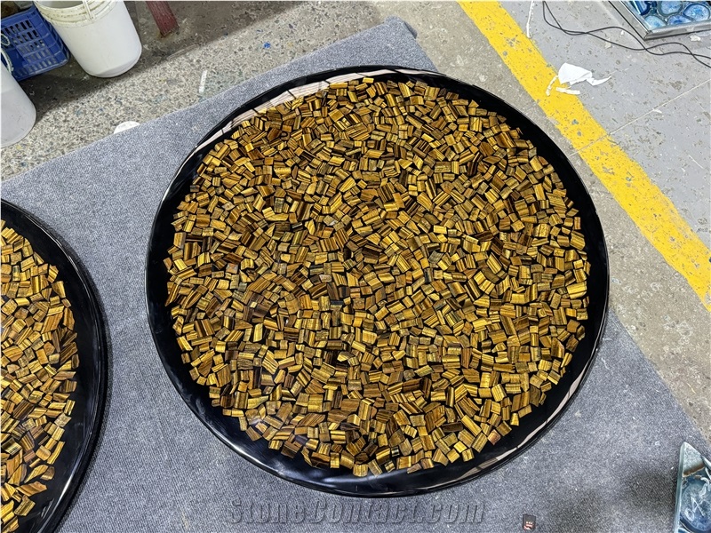 Polished Round Tiger Eye Gem Stone Solid Surface Table Tops from China ...