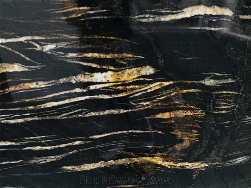 Portoro Black Quartzite Slabs from China - StoneContact.com