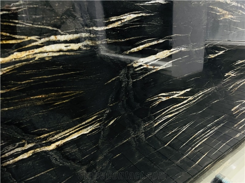 Portoro Black Quartzite Slabs from China - StoneContact.com