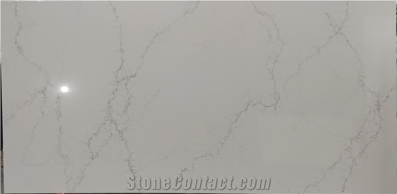 Polished White Engineering Board Quartz Slabs from China - StoneContact.com