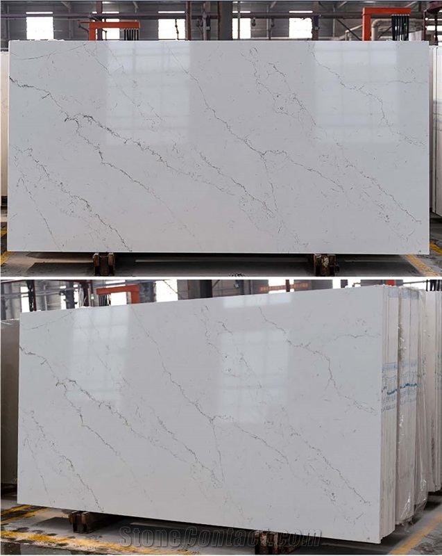 White Quartz Surface Slabs And Tiles - StoneContact.com