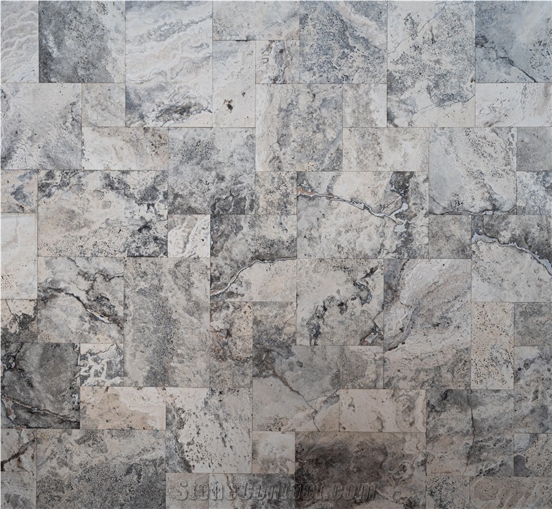 Silver Travertine Code #3 French Pattern from Iran - StoneContact.com