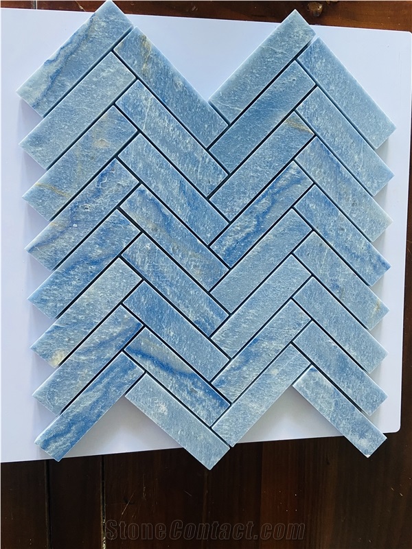 Azul Macaubas Quartzite Herringbone Mosaic Tiles from China ...