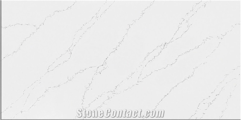 Qiangnuo Lightning Texture White Calacatta Quartz Kitchen Worktops from ...
