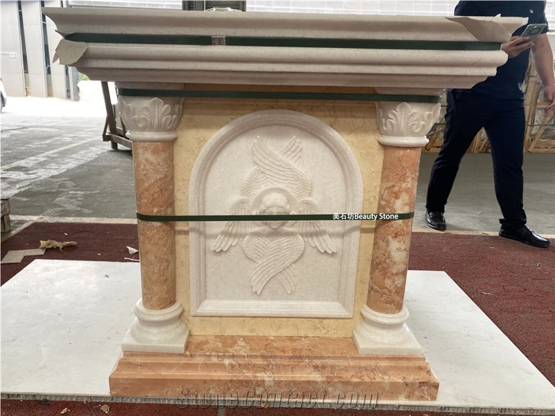 Rosso Tea Mable Carving Product Fireplace from China - StoneContact.com