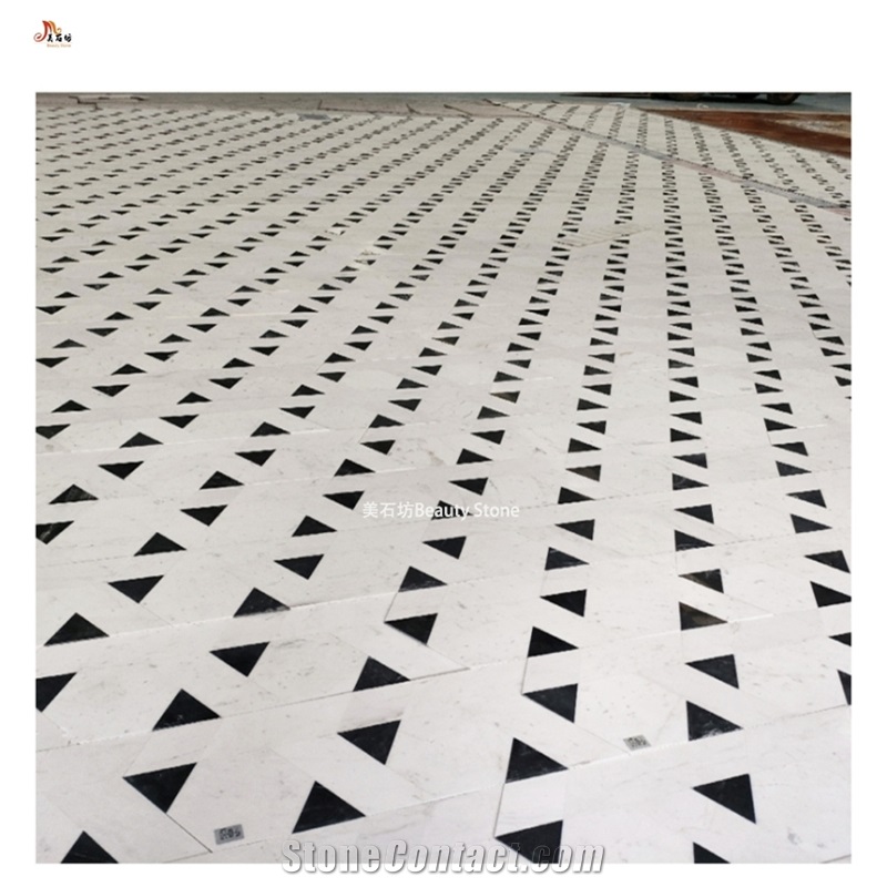 Triangular Design Waterjet Cut Pattern Marble Floor Tiles from China ...