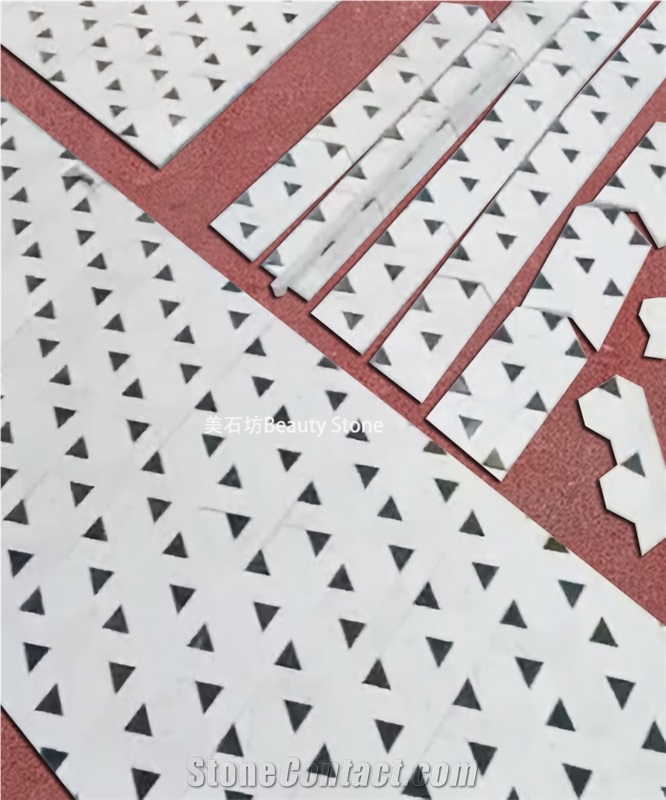 Triangular Design Waterjet Cut Pattern Marble Floor Tiles from China ...