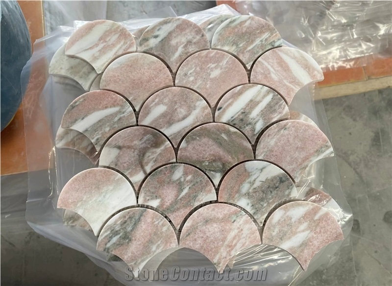 Norwegian Rose Marble Shell Scallop Mosaic Tiles from China ...