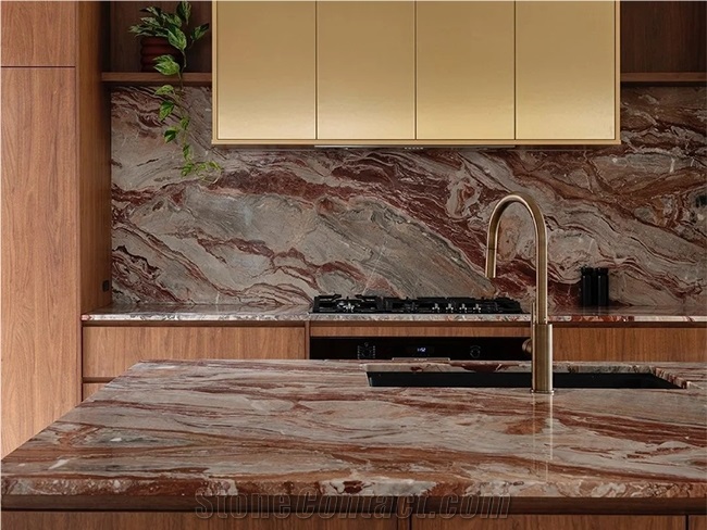 Monica Red Marble Tiles from China - StoneContact.com