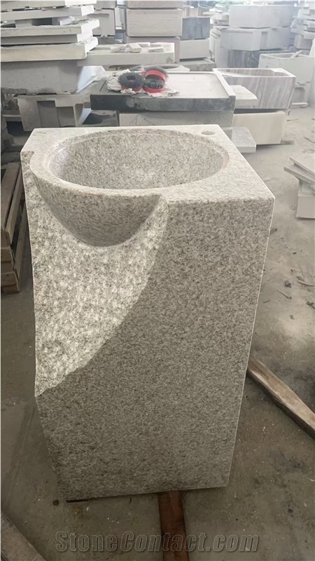 Solid Yellow Granite G682 Pedestal Wash Basins For Resorts from China ...