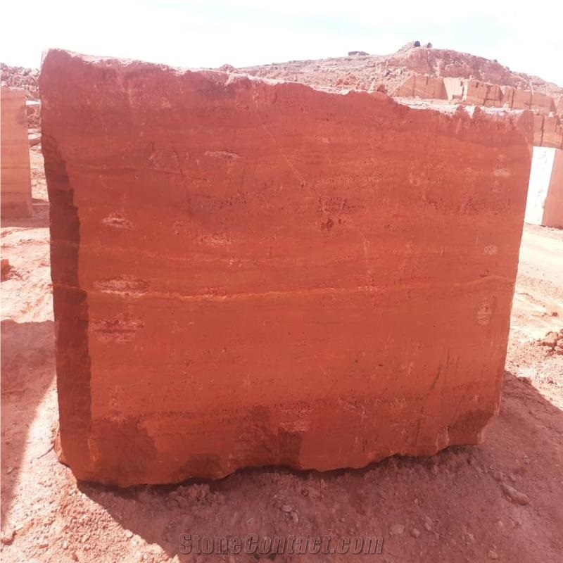 Azarshahr Red Travertine Blocks from Iran - StoneContact.com