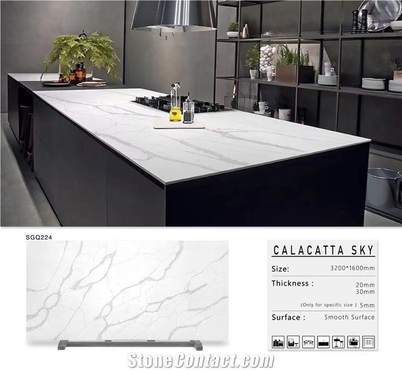 Calacatta White Artificial Quartz Kitchen Countertops from China ...