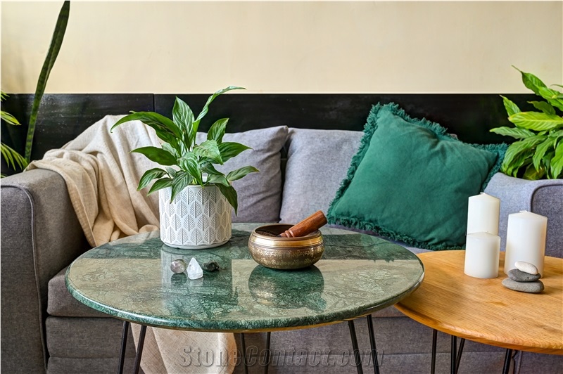Green Marble Round Coffee Table from Bulgaria - StoneContact.com