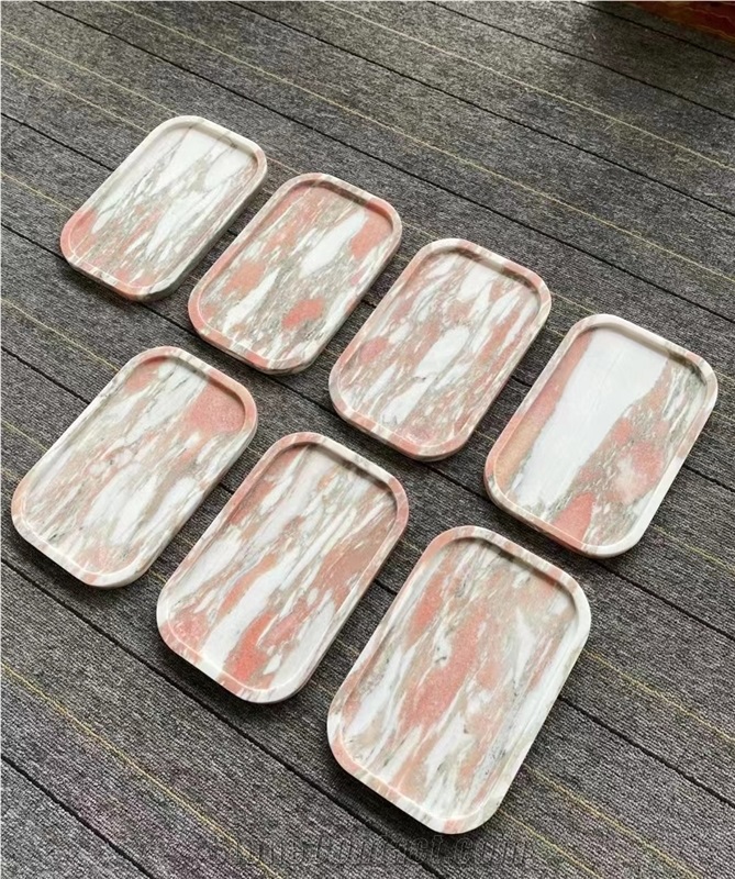 Pink Marble Trays Marble Norwegian Rose Tray For Kitchen from China ...