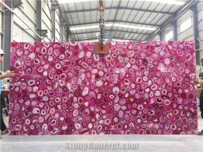 Pink Marble Look Artificial Stone Tiles & Slabs - StoneContact.com