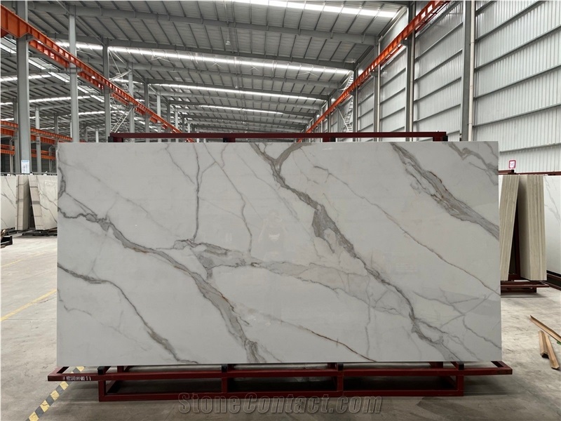 Extra White Calacatta Sintered Stone Slabs from China - StoneContact.com