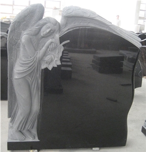 Black Granite Angel Headstone, Shanxi Black Granite Headstone from ...