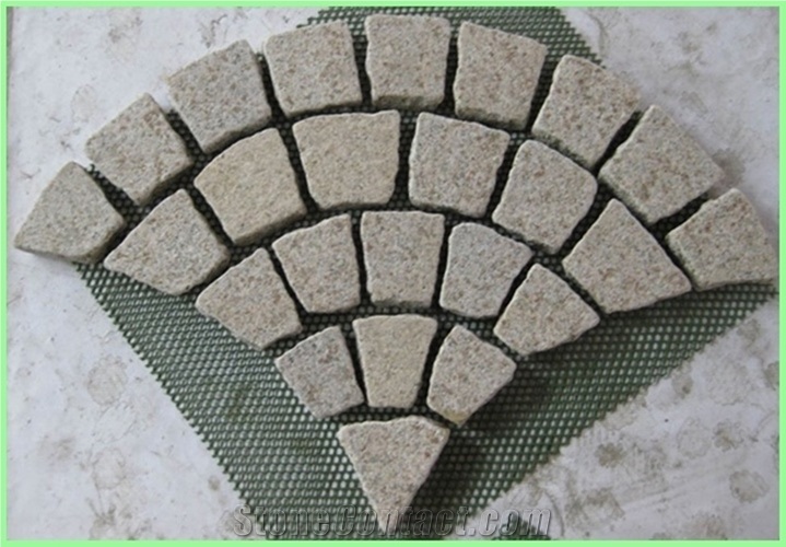 Granite Fan Pattern Back Mesh Paving Stone from China - StoneContact.com