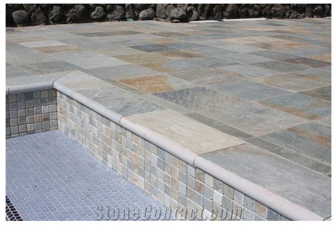 Oyster Slate Classic Pool Deck Siding from United States - StoneContact.com