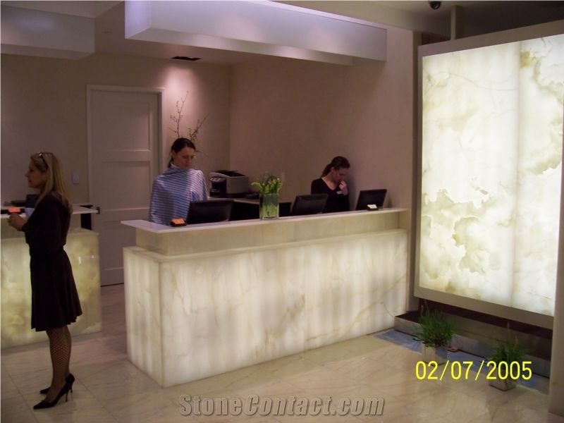 Translucent Onyx SPA Reception Counter, White Orange Beige Onyx ...