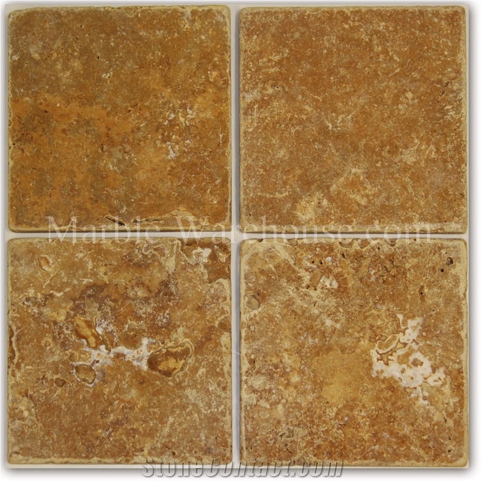 Yellow Tumbled Travertine Tile, Turkey Yellow Travertine from United ...