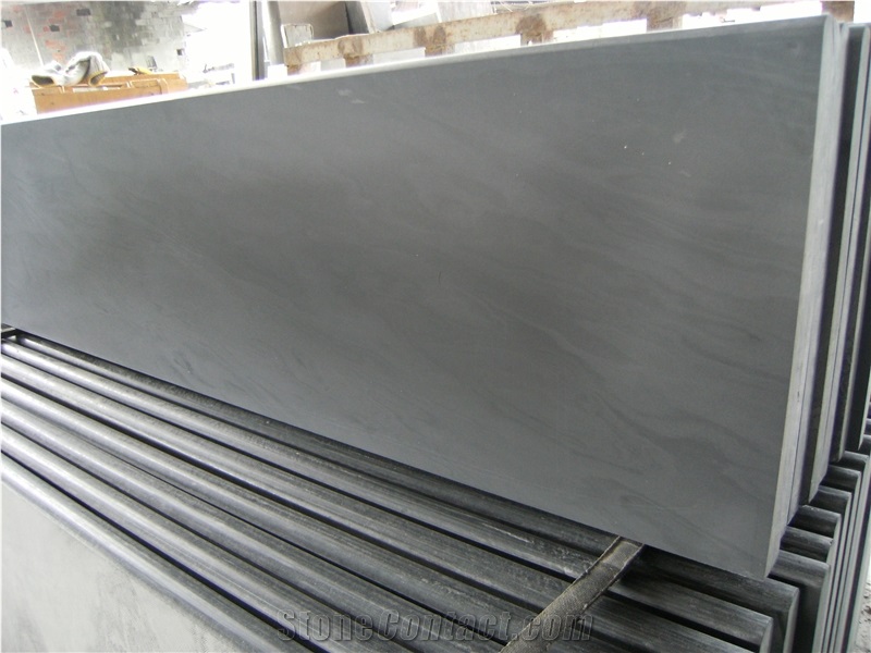 Honed Black Slate Tiles and Slabs,China Black Slate from China ...