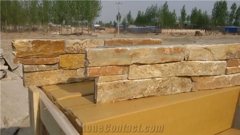 China Yellow Slate Culture Stone,Stack Stone,Wall Cladding Panel,Cement Ledgestone from China ...