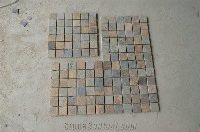 Interior Wall Decorative Stone(Multicolor), Multicolor Slate Mosaic ...