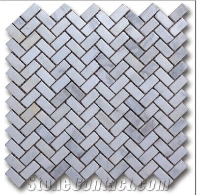 Fishbone Mosaic, Marble Mosaic White, Basketweave Wall Mosaic from ...